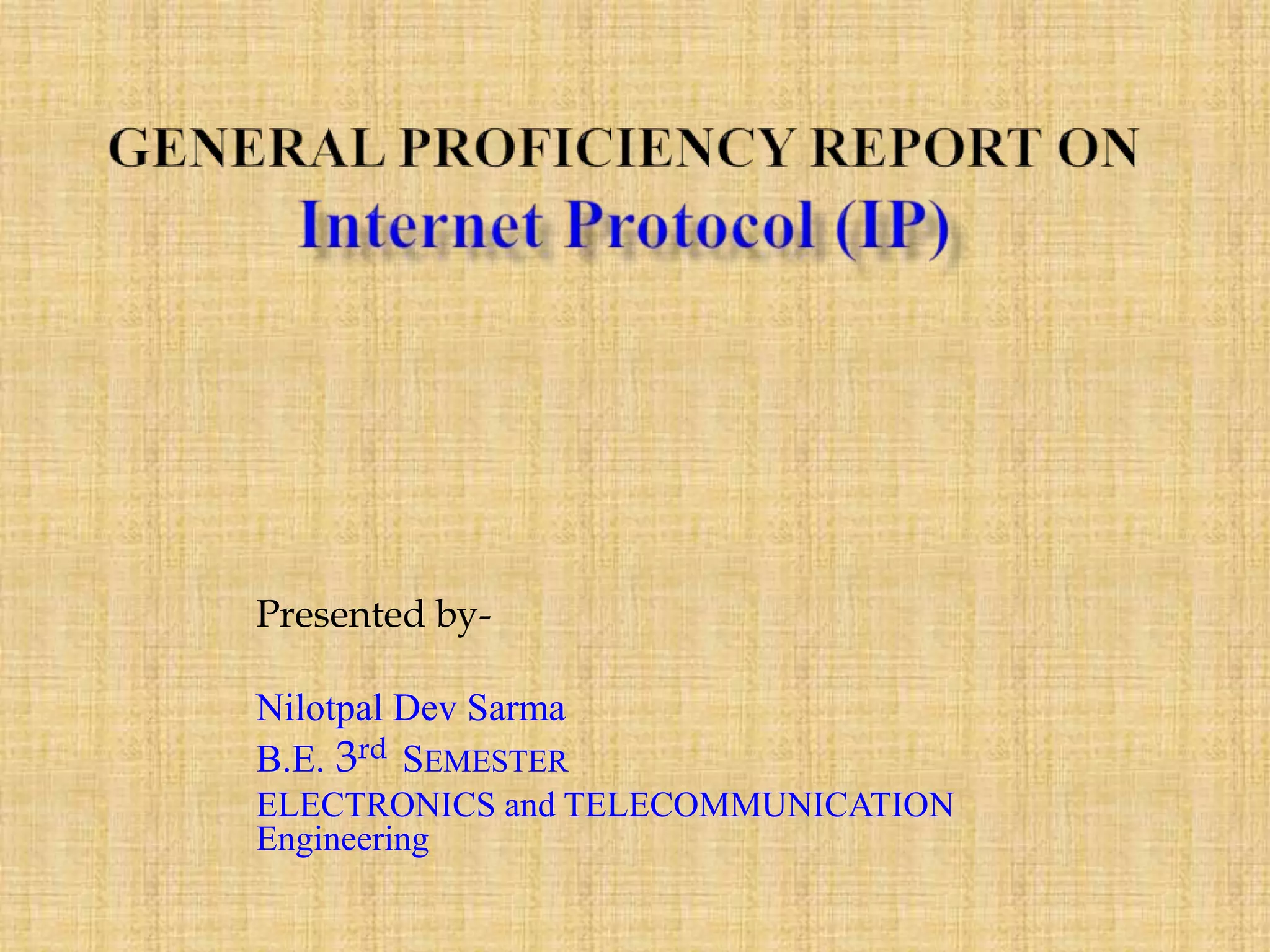 Internet Protocol | PPT