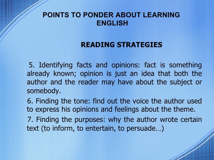 Points to ponder about learning english