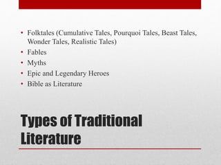 Points to ponder Traditional Literature | PPTX