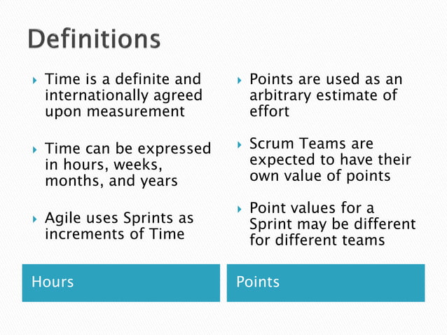 Points vs hours agile estimations | PPT