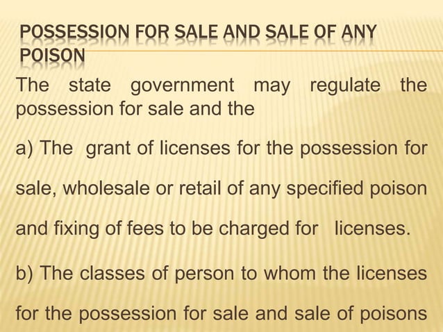 Poison act, 1919 | PPT