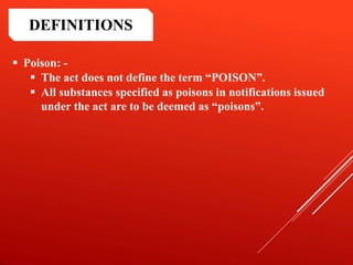 Poison act 1919 | PPTX