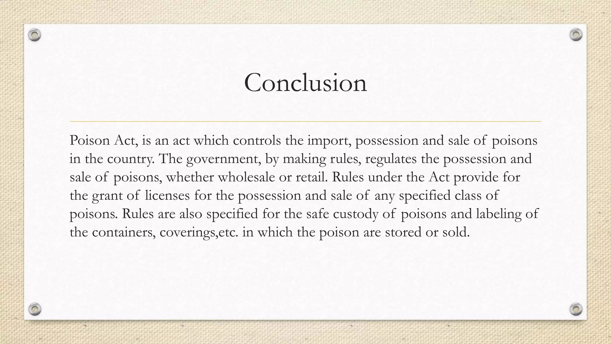 Poison act and rules | PPTX