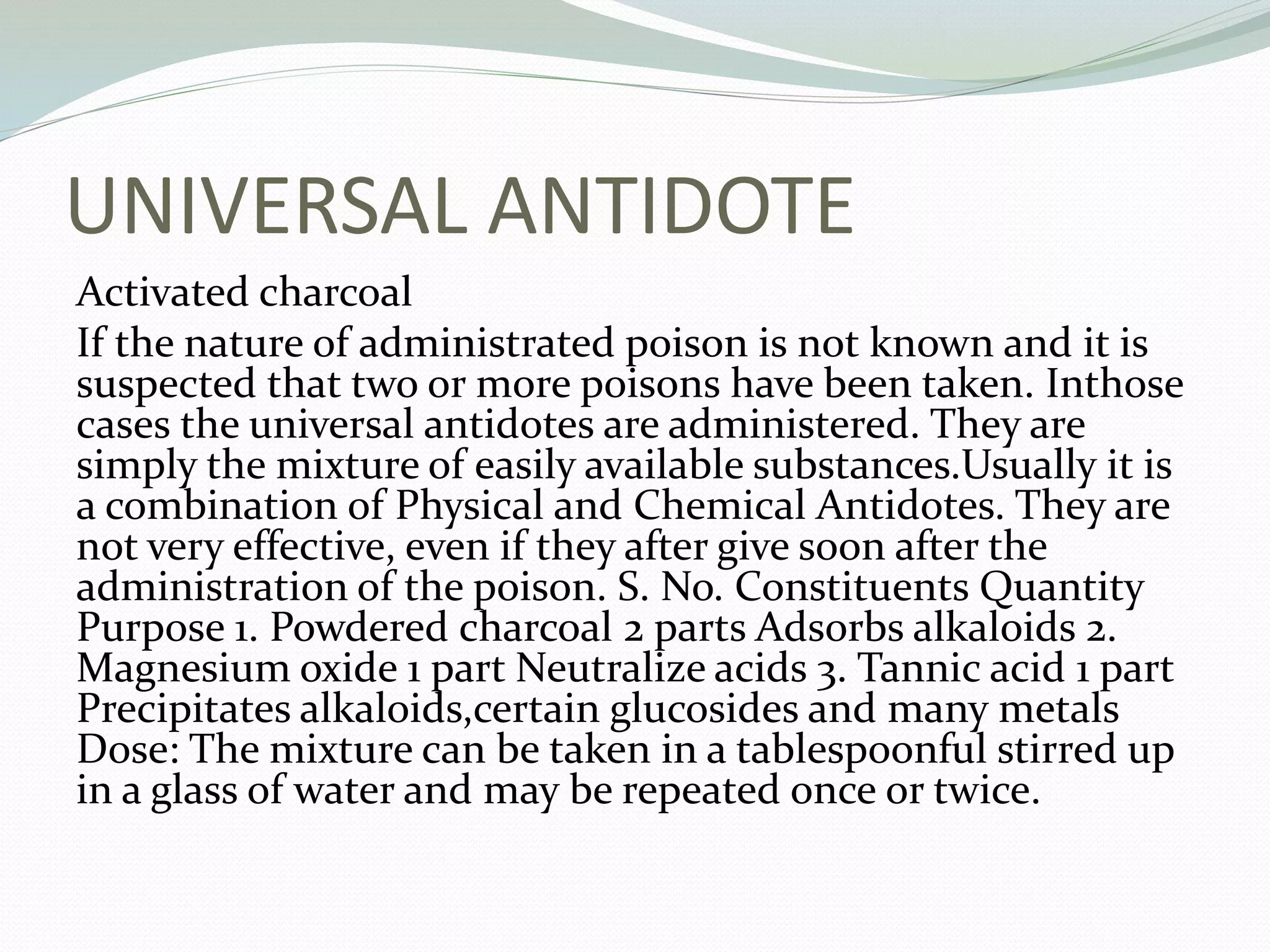 Poison and antidote ppt | PDF
