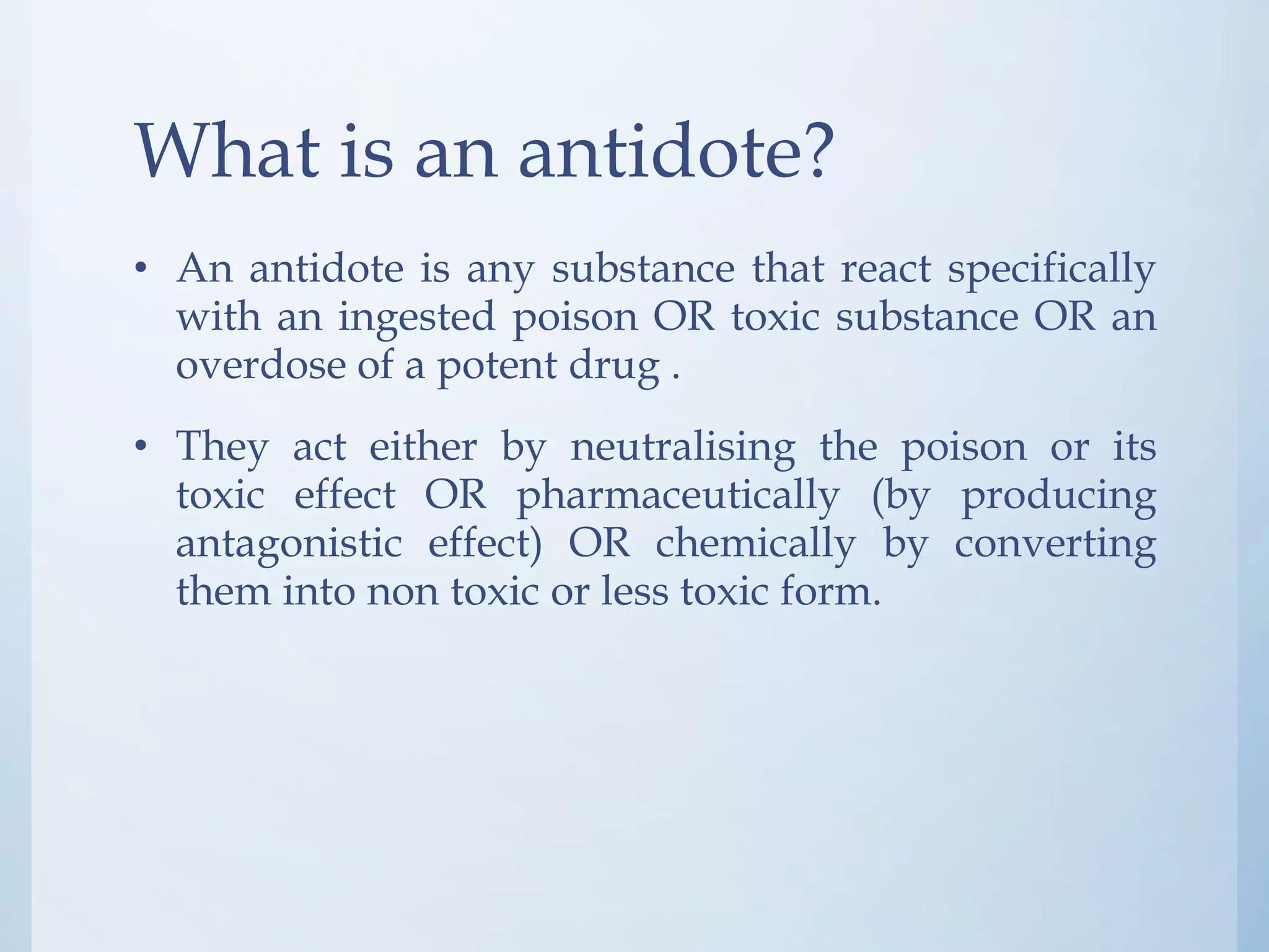 Poison and antidotes | PPTX