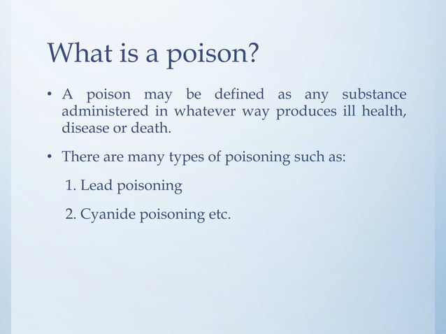 Poison and antidotes | PPTX | Chemistry | Science