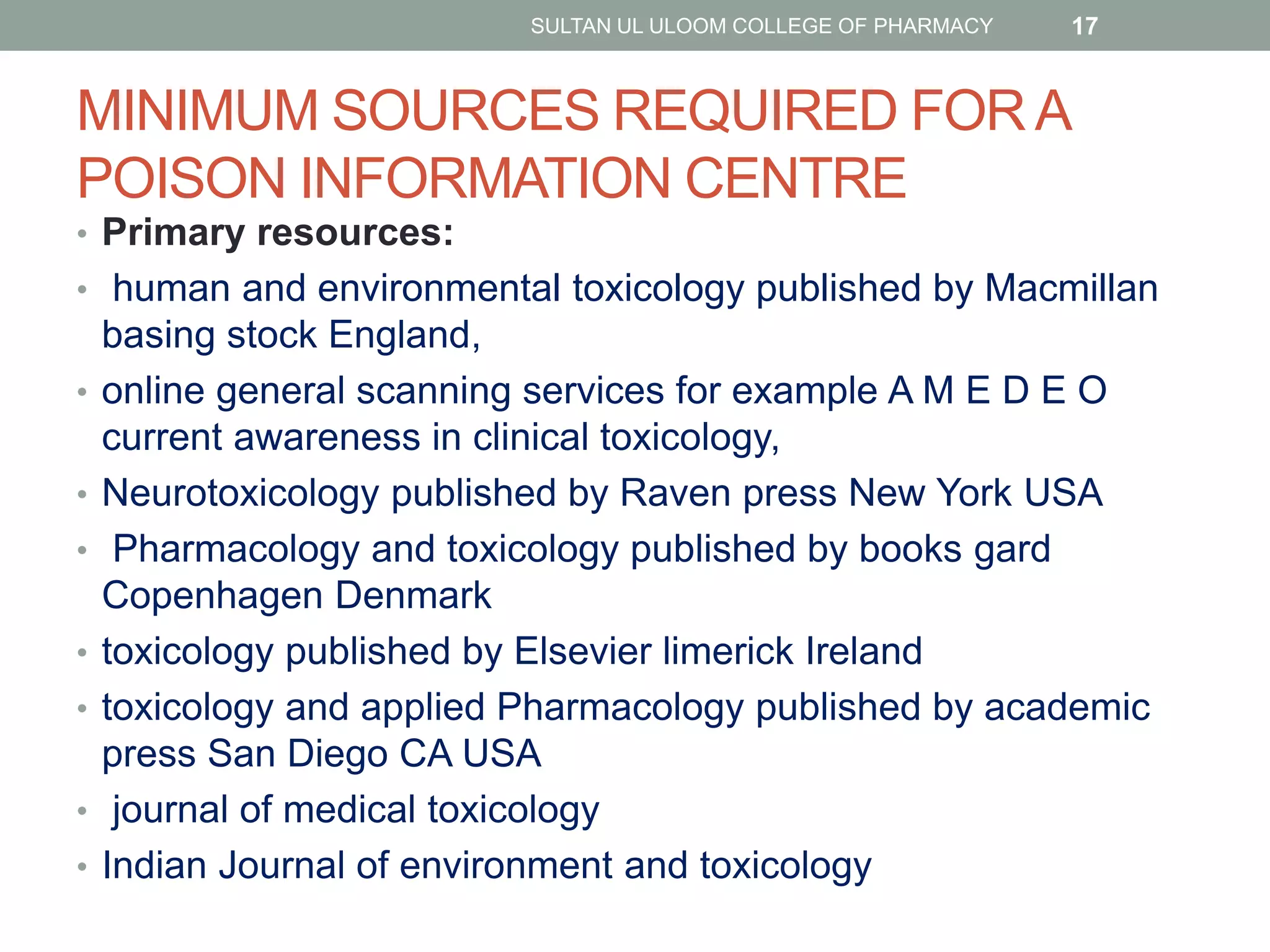 Poison information centre | PPTX