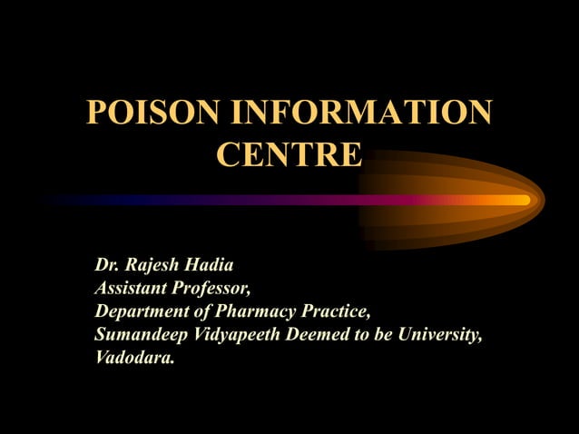 Poison Information Centre.ppt | Medical Health