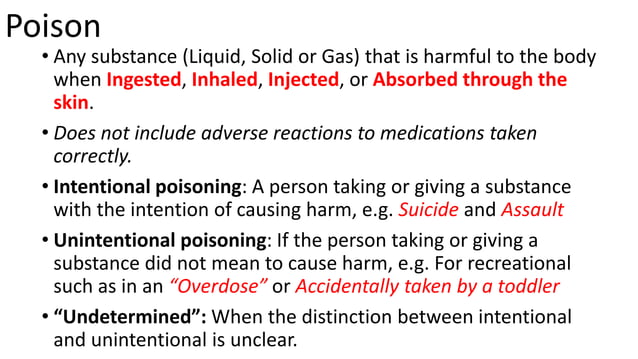 Poisoning | PPTX | First Aid | Injuries