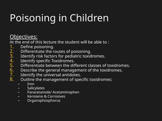 poisoning in children approach and management | PPTX