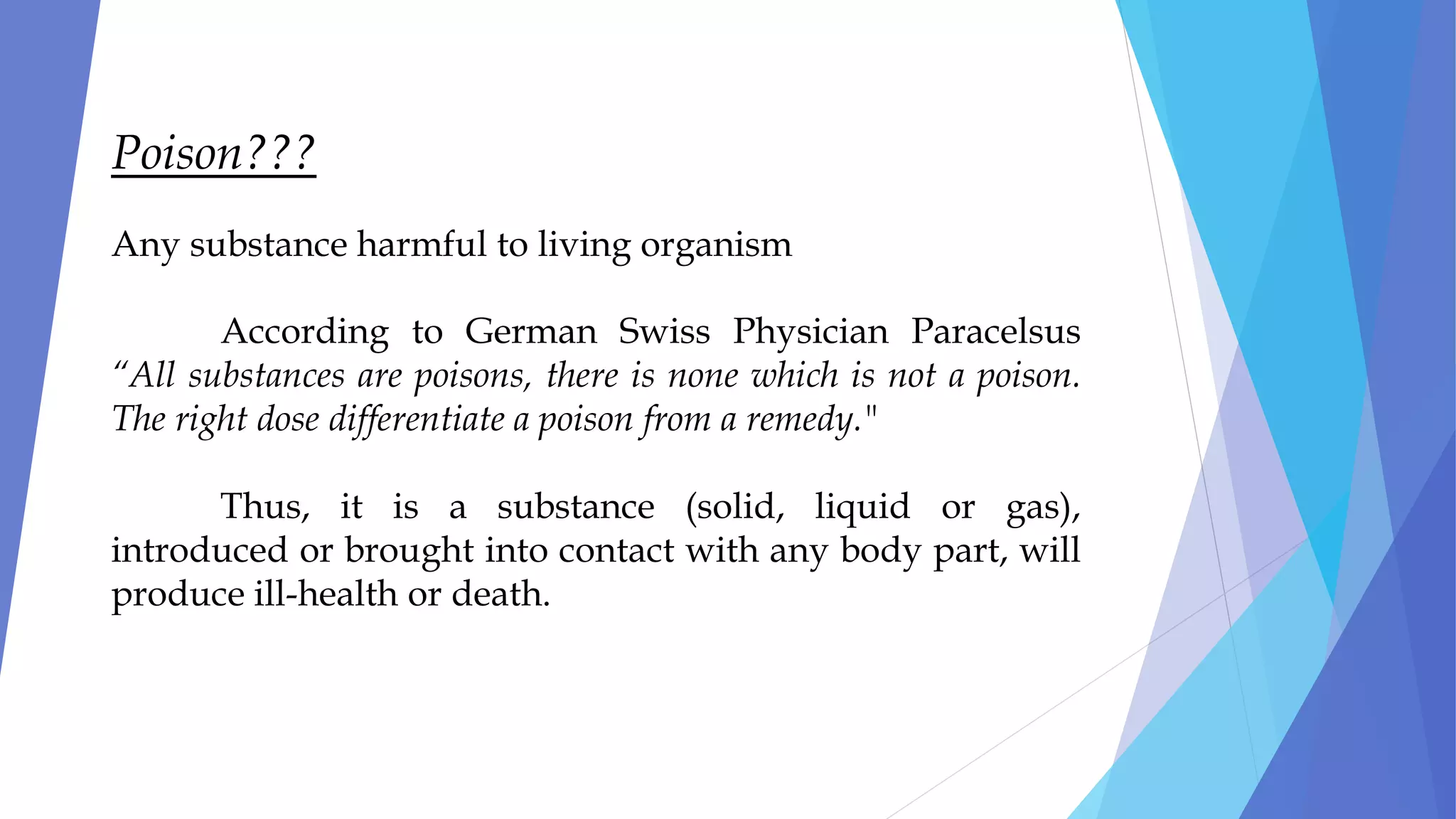 Poisons | PPTX | Chemistry | Science