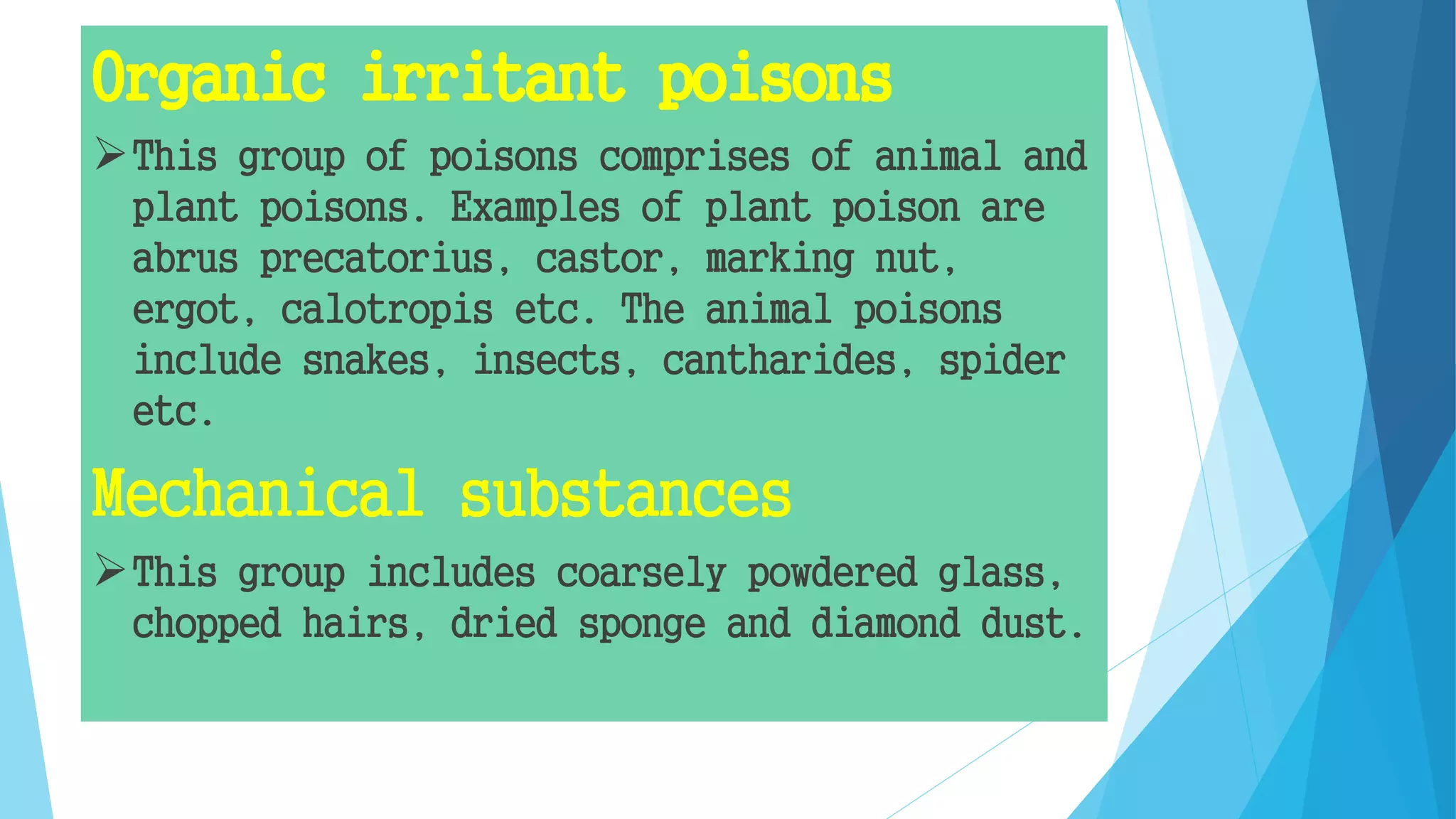 Classification of poisons and its mode of action | PPTX