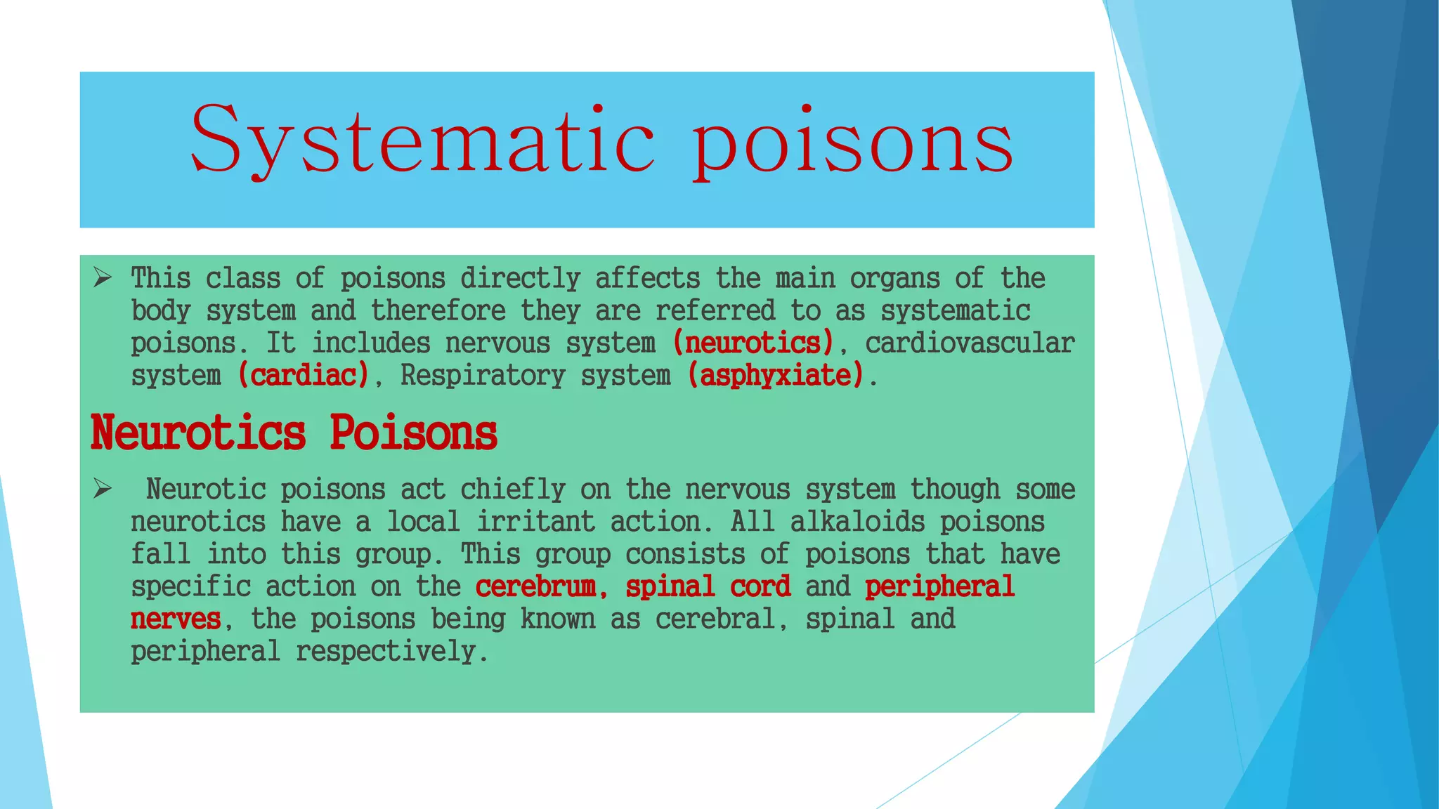 Classification of poisons and its mode of action | PPTX