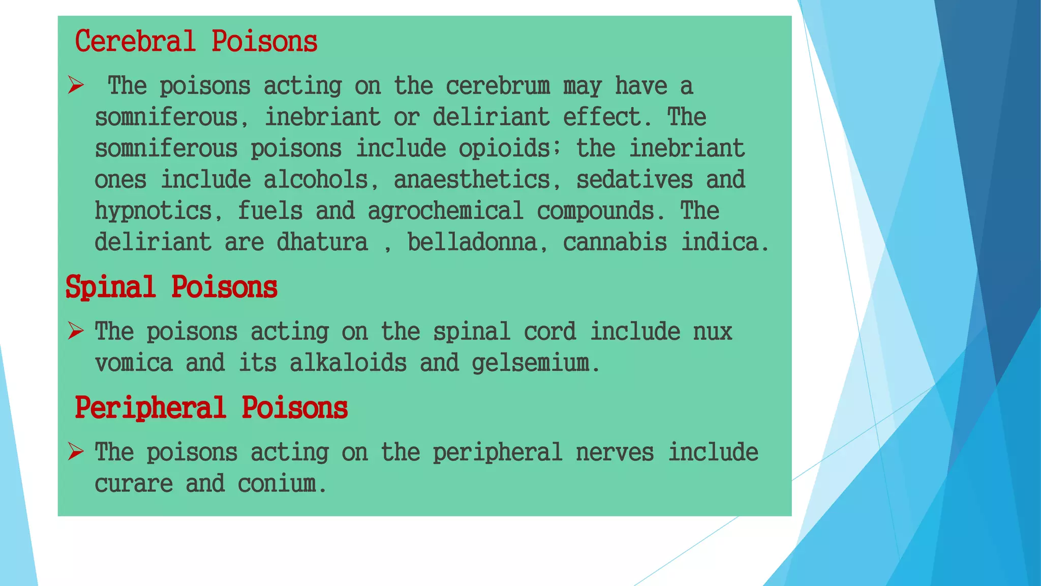 Classification of poisons and its mode of action | PPTX