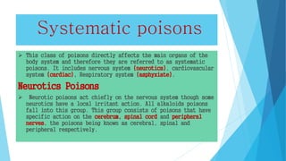 Classification of poisons and its mode of action | PPTX