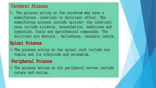 Classification of poisons and its mode of action | PPTX