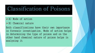Classification of poisons and its mode of action | PPTX
