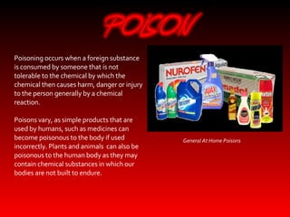 Poisons | PPT | First Aid | Injuries