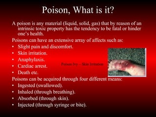 Poison | PPT | First Aid | Injuries