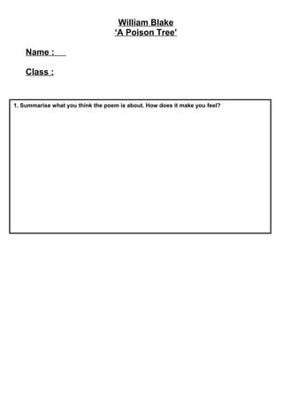 Poison tree questions | DOC