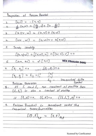 Poisson bracket (CLASSICAL MECHANICS ) | PDF