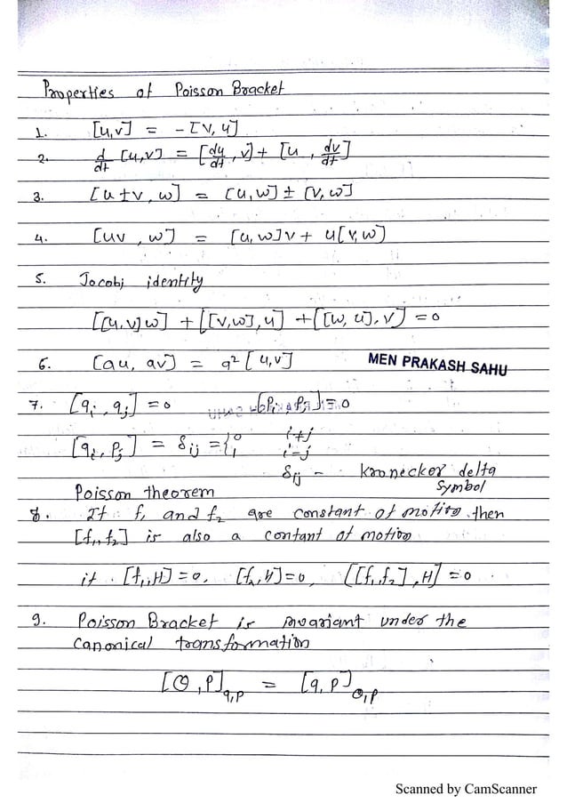 Poisson bracket (CLASSICAL MECHANICS ) | PDF