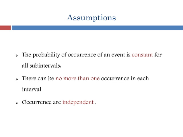 Poisson distribution: Assumption, Mean and variance | PPTX