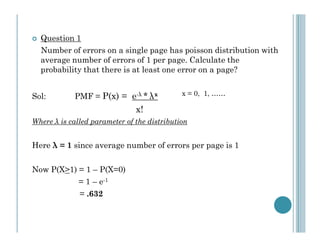 Poisson distribution business statistics | PPT
