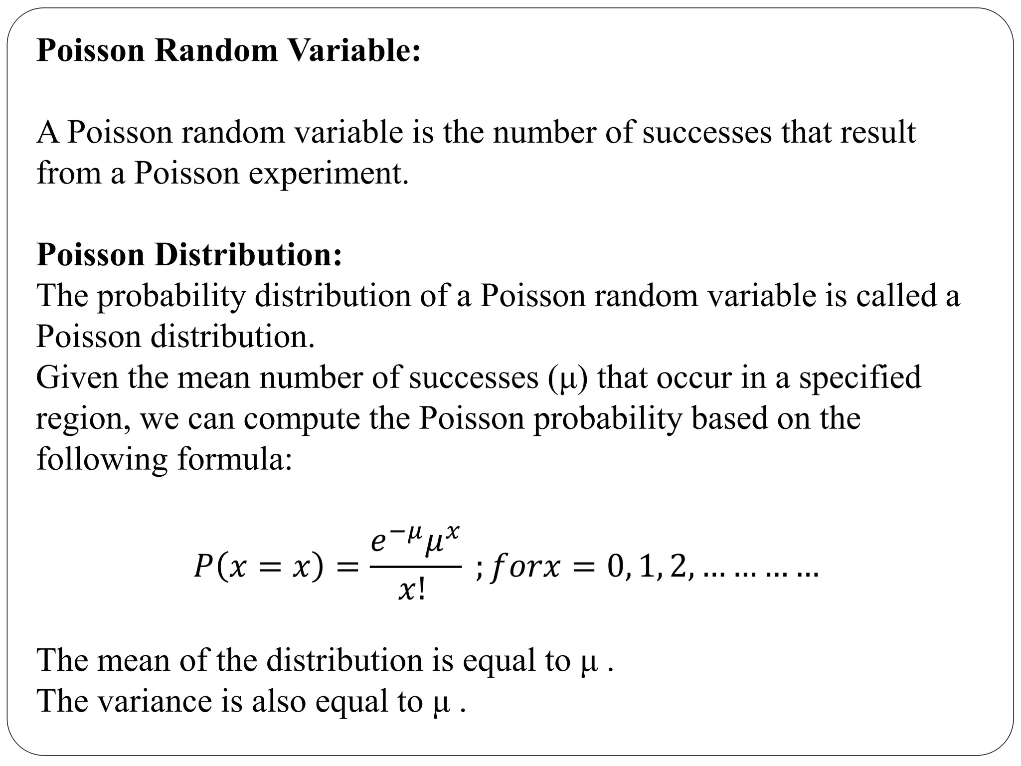 Poisson probability distribution | PPTX