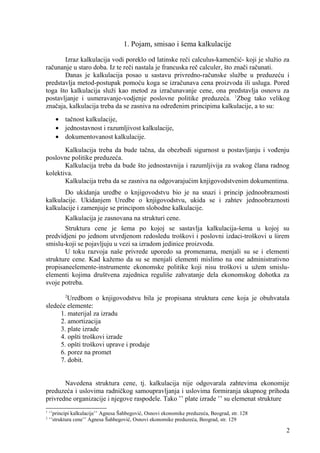 Pojam i metode kalkulacije ekonomika poreduzeca | DOC