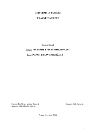 Pojam i razvoj budzeta | PDF