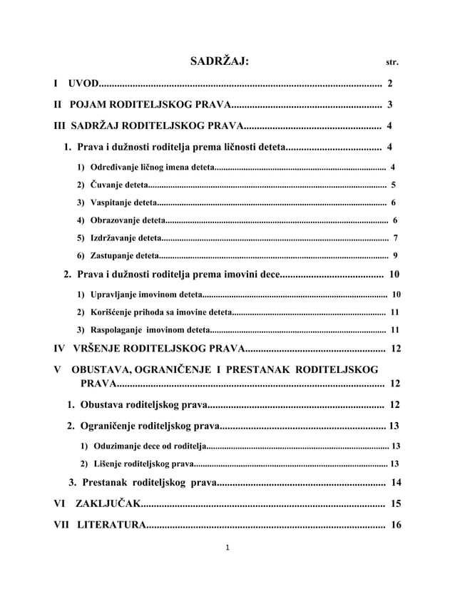 Pojam i sadrzaj roditeljskog prava ij | PDF