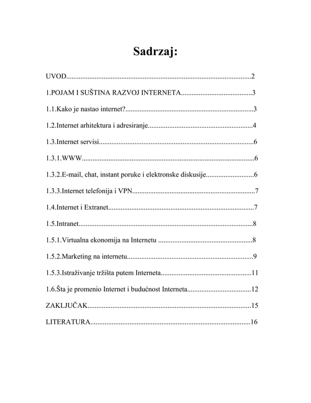 Pojam i sustina razvoj interneta | PDF