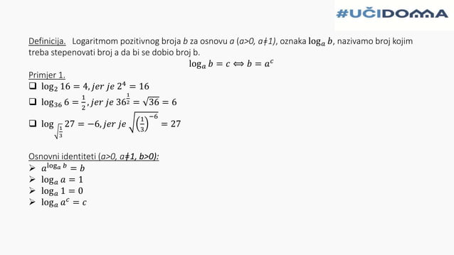 Pojam logaritma i logaritamska funkcija | PPTX