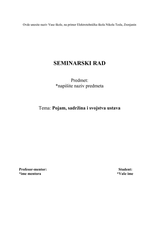 Pojam, sadrzina i svojstva ustava | DOC