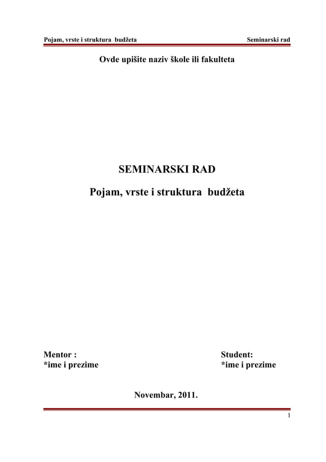 Pojam, vrste i struktura budzeta | PDF