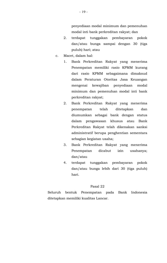 Peraturan otoritas jasa keuangan 40 2019 | PDF