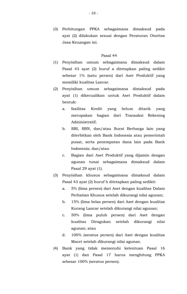Peraturan otoritas jasa keuangan 40 2019 | PDF