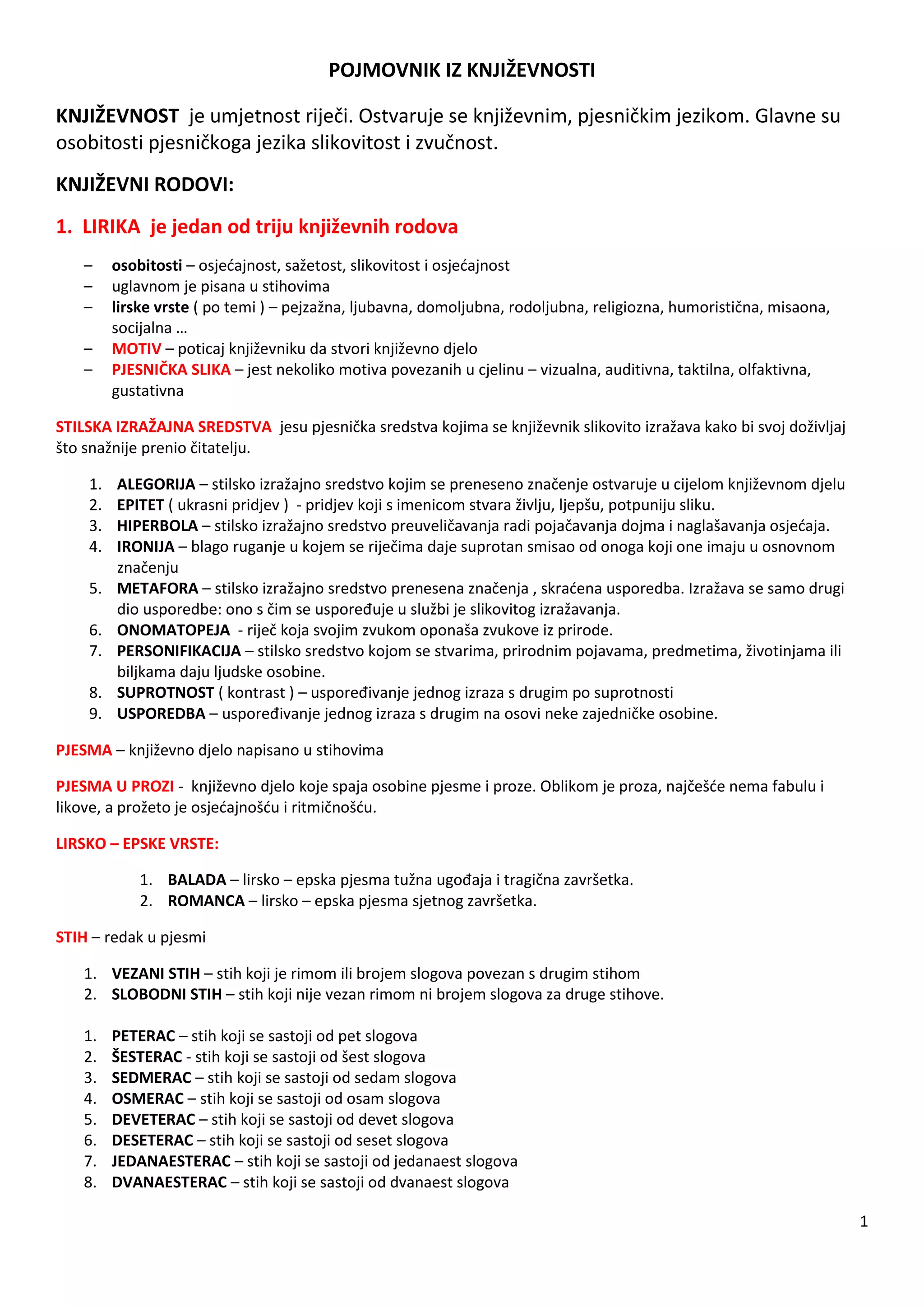 Pojmovnik iz knjizevnosti | PDF