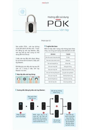 POK hướng dẫn quản lý khoá POK vào app neolock | PDF