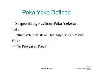 Javier Garcia - Verdugo Sanchez - The Poka - Yoke System | PPT