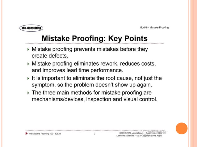 Poka yoke Or Mistake Proofing | PPT
