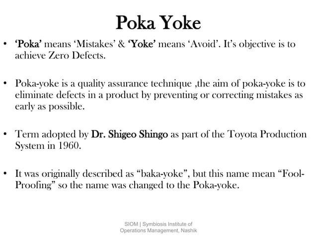 Poka yoke (mistake proofing) | PDF | Business | Business and Finance
