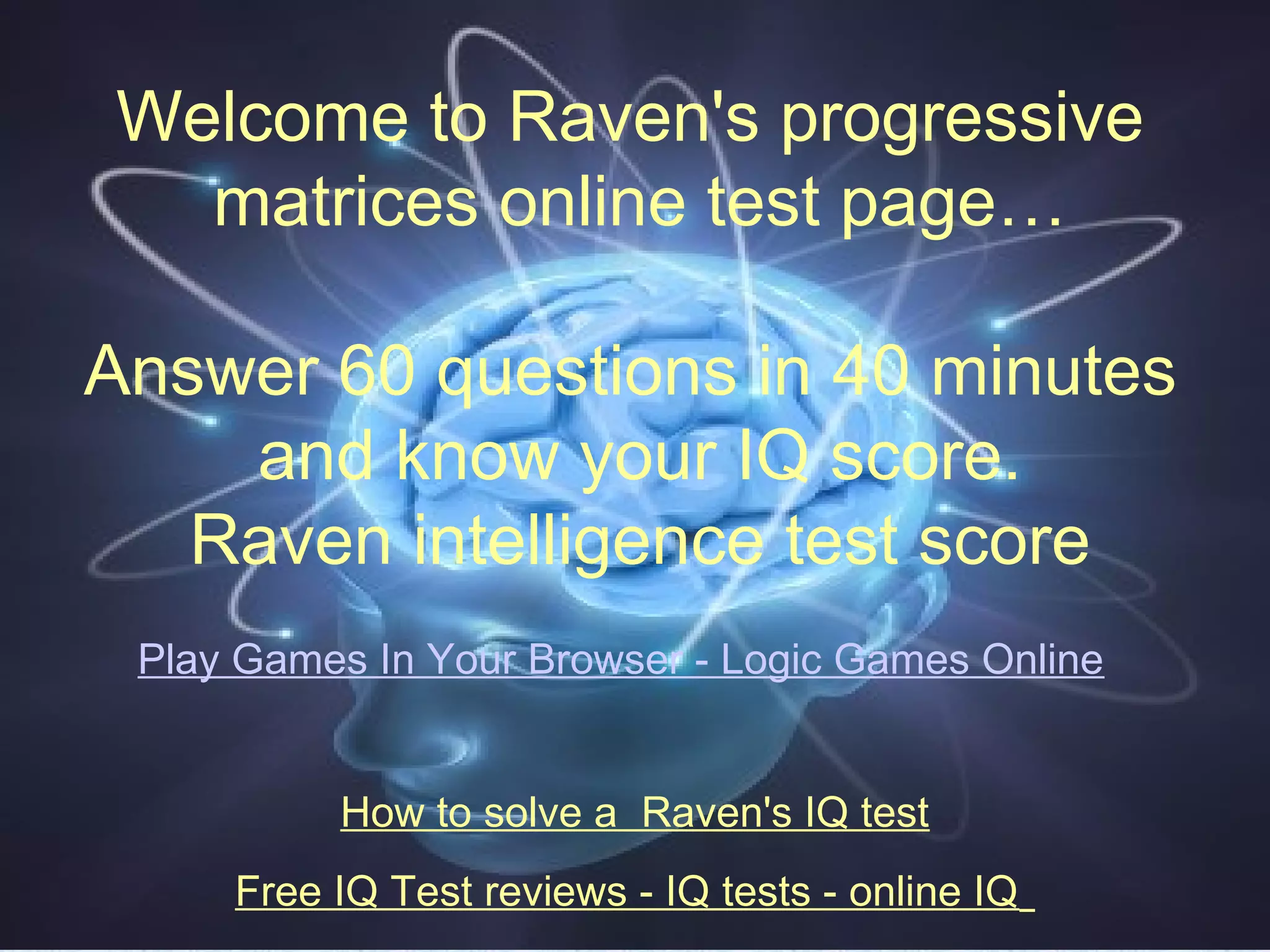 Raven's progressive matrices test online, free download powerpoint ...