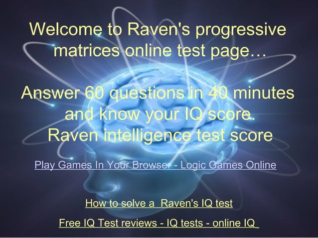 Raven's progressive matrices test online, free download powerpoint ...