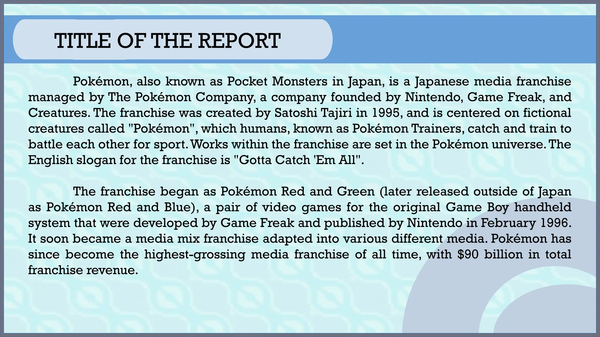 Pokemon Power Point Template for Presentation | PPTX