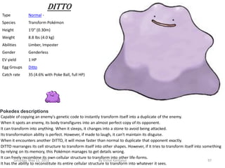 Ditto Pokemon Evolution Chart