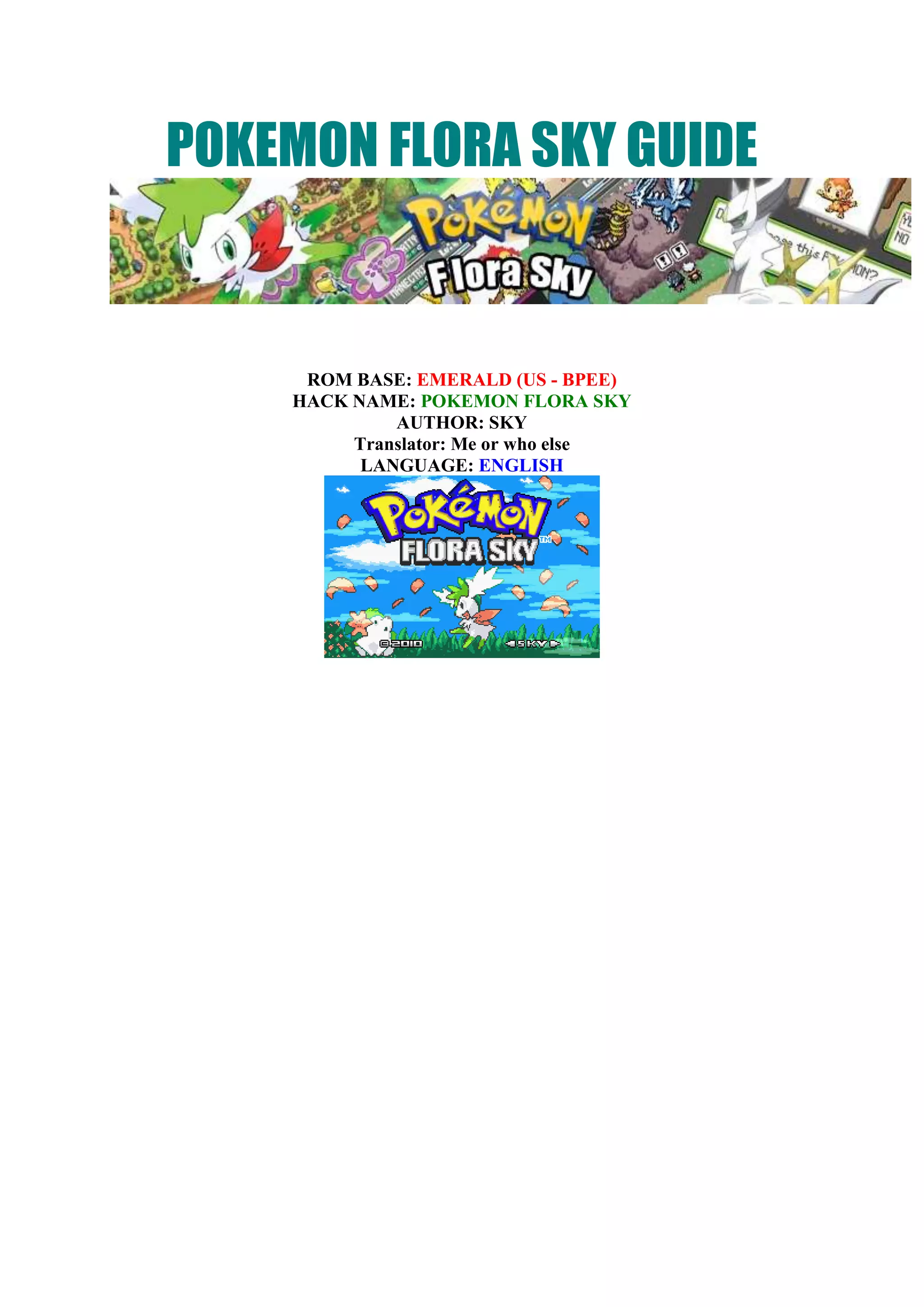 Pokemon flora sky guide (english) | DOCX