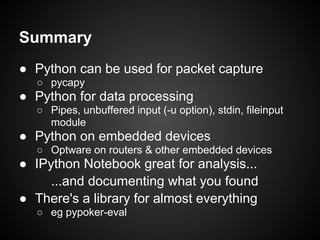 Poker, packets, pipes and Python | PPT