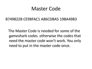 Pokemon Emerald/Sapphire/Ruby gameshark codes | PPTX | Video Gaming